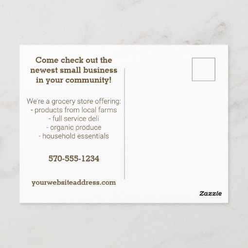 Grocery Store Food Market Grand Opening Postcard | Zazzle