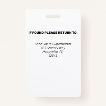 Grocery Store Supermarket Employee Photo ID Badge | Zazzle