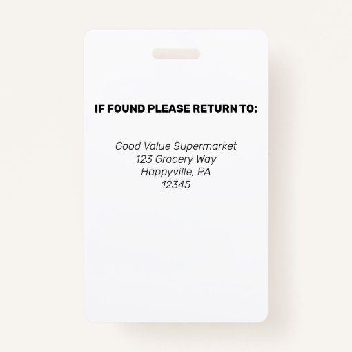 Grocery Store Supermarket Employee Photo ID Badge | Zazzle