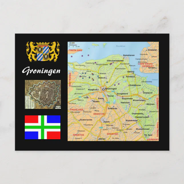 Groningen- The Netherlands map Postcard | Zazzle