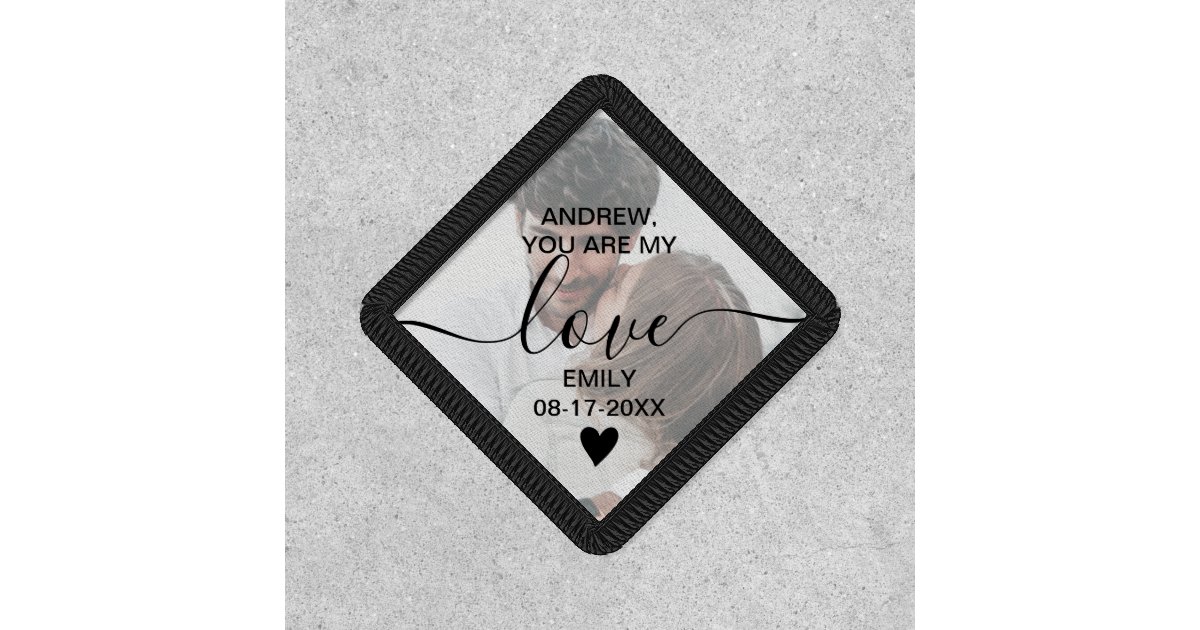 Groom Bride script wedding day photo Patch | Zazzle