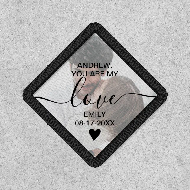 Groom Bride script wedding day photo Patch | Zazzle