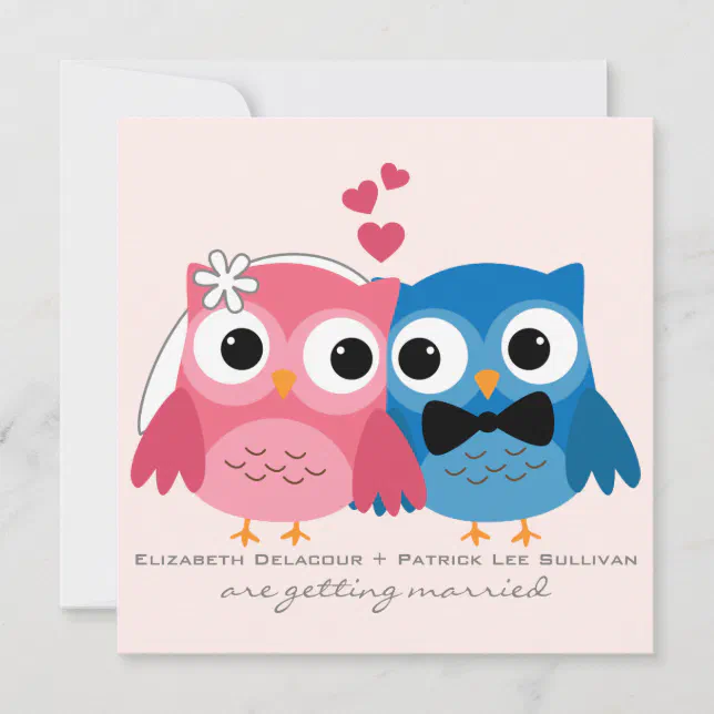 Groom Owl and Bride Owl Cute Wedding Invitation | Zazzle