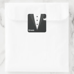 Groom Tux Square Sticker | Zazzle