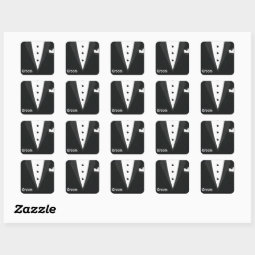 Groom Tux Square Sticker | Zazzle