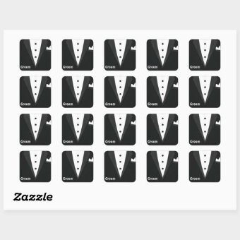 Groom Tux Square Sticker | Zazzle