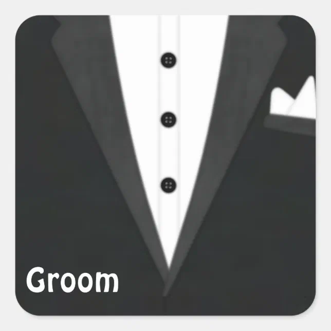 Groom Tux Square Sticker | Zazzle