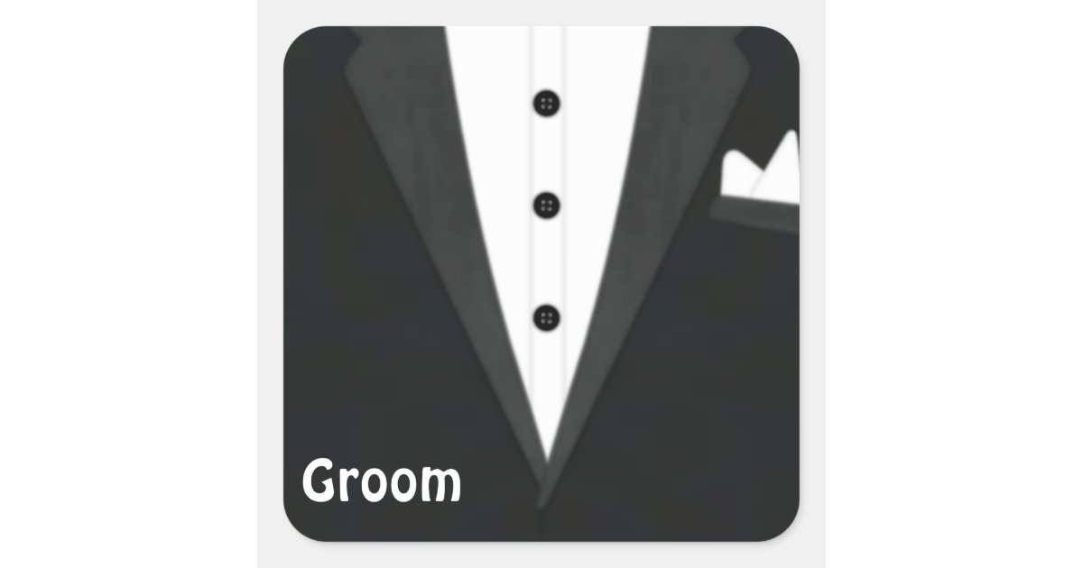 Groom Tux Square Sticker | Zazzle