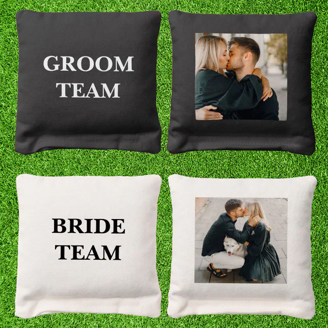 Groom vs Bride Team Wedding Party Game Cornhole Bags | Zazzle