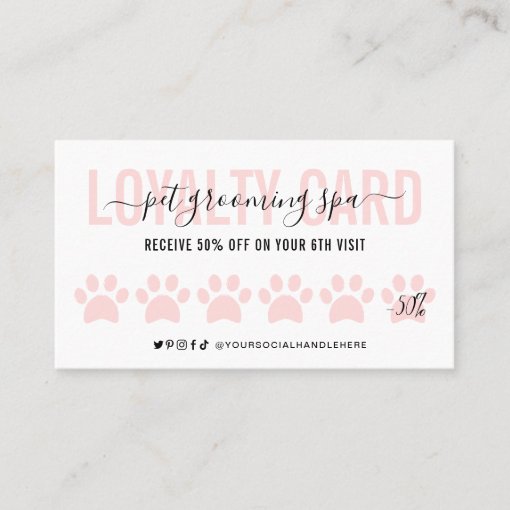 Groomer Loyalty Card Feminine Script Pet Salon | Zazzle