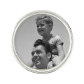 Groom's Wedding Memorial Photo Planet Jill Round Lapel Pin | Zazzle