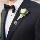 Groom's Wedding Memorial Photo Planet Jill Round Lapel Pin | Zazzle
