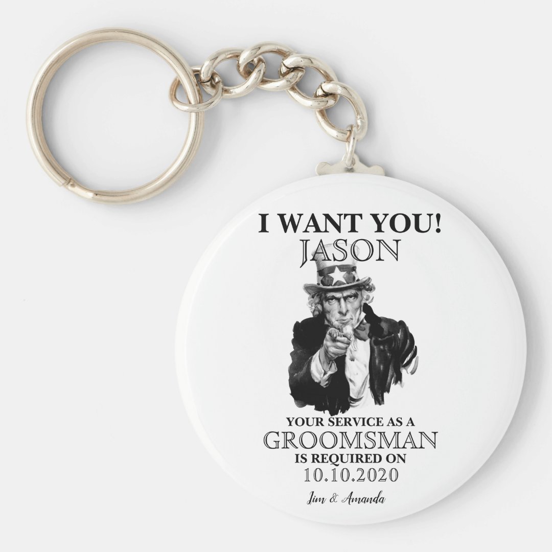 Groomsman or Best Man Proposal Invitation Keychain | Zazzle