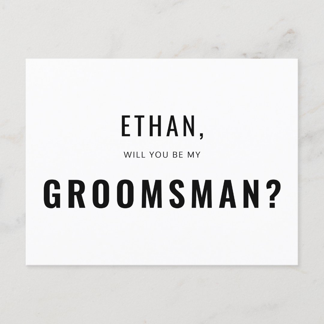Groomsman Request Modern Simple Invitation Postcard | Zazzle