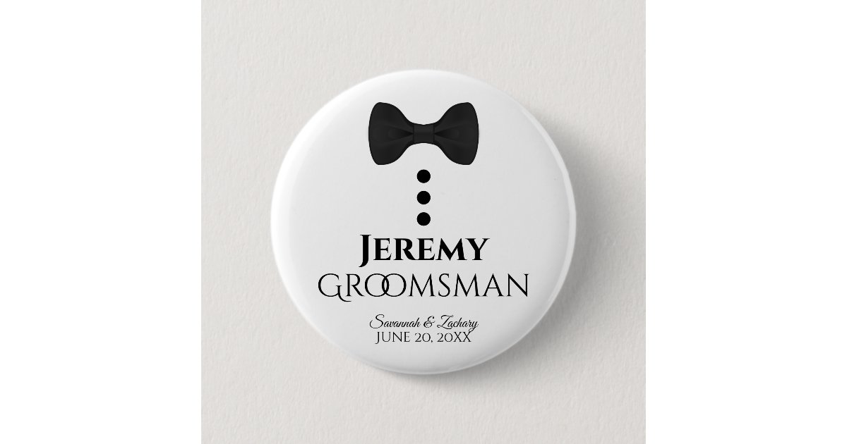 Groomsman Wedding Button Name Tag | Zazzle