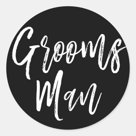 Groomsmen | Script Style Wedding Black Classic Round Sticker | Zazzle.com