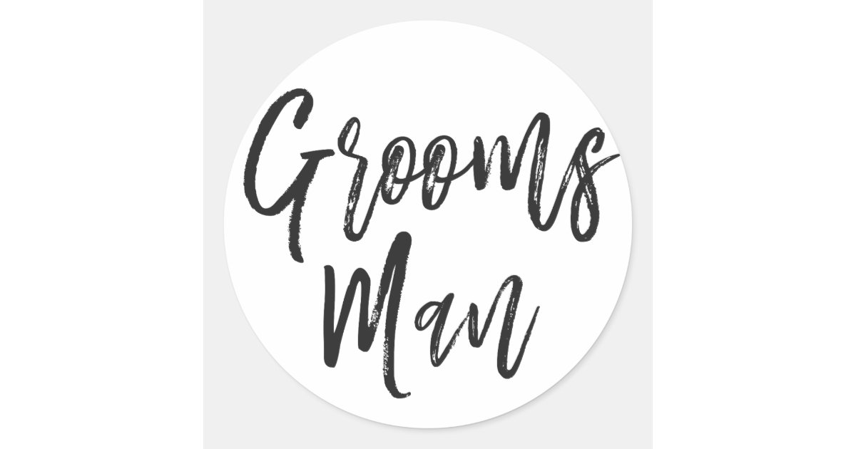 Groomsmen | Script Style Wedding Classic Round Sticker | Zazzle