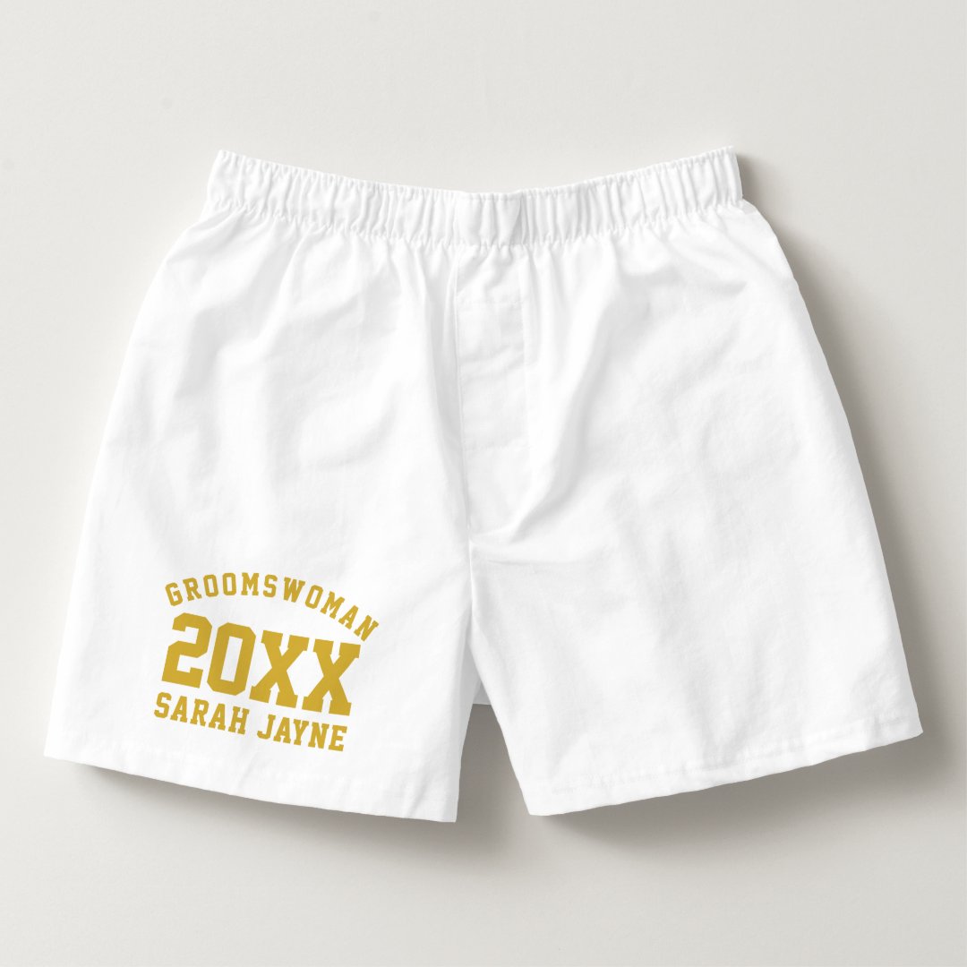 Groomswoman Custom Name Wedding Year Bridal Boxers | Zazzle