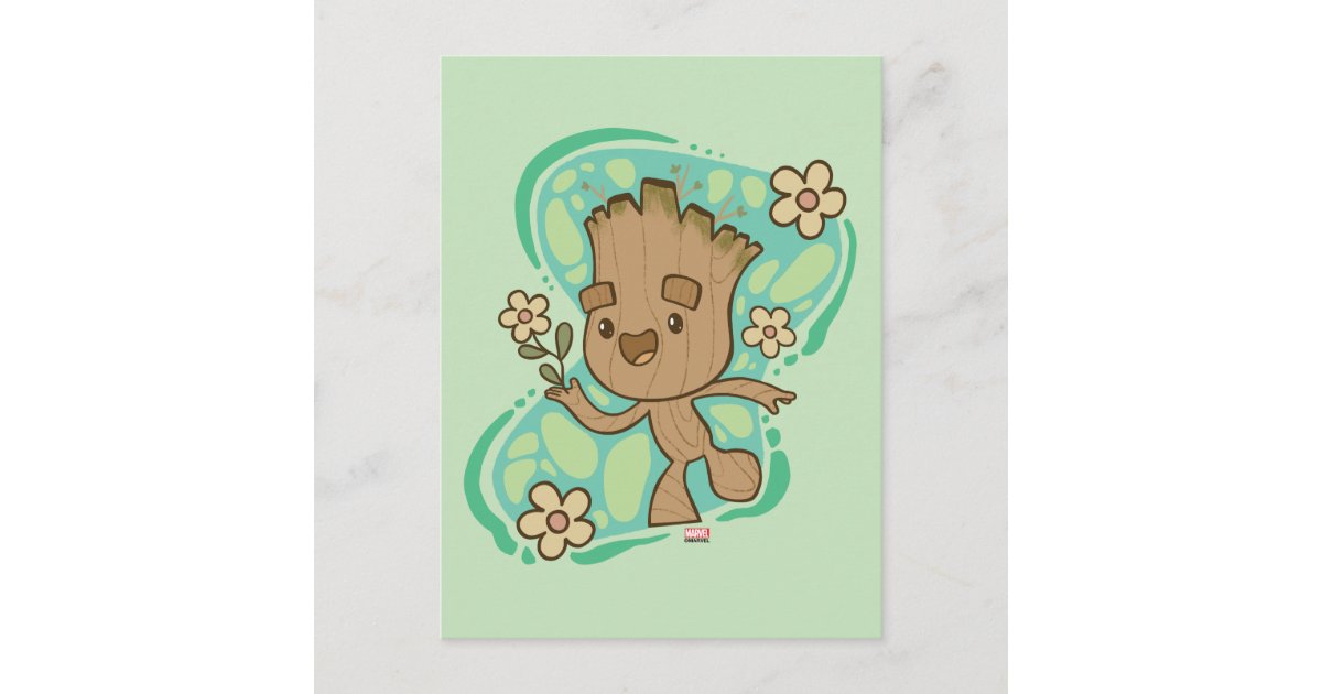 Groot with Yellow Flowers Postcard | Zazzle