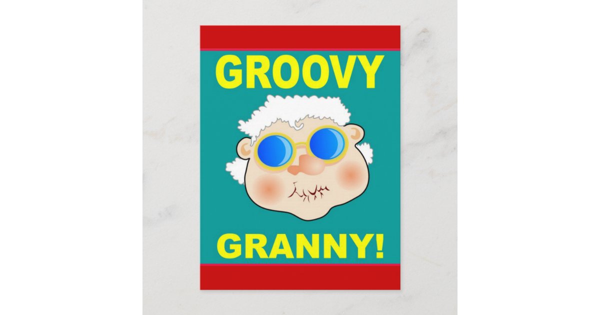 Groovey Granny Cartoon Postcard | Zazzle