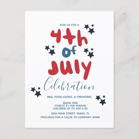 Groovy 4th of July Stars BBQ Flyer Invitation Postcard | Zazzle.com