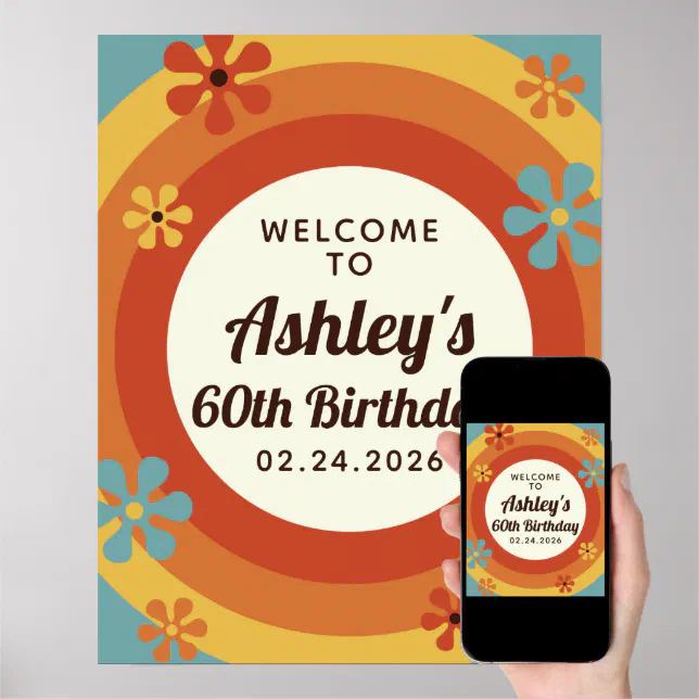 Groovy 60s Birthday Party Welcome Sign | Zazzle