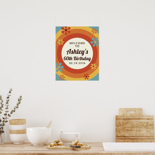 Groovy 60s Birthday Party Welcome Sign | Zazzle