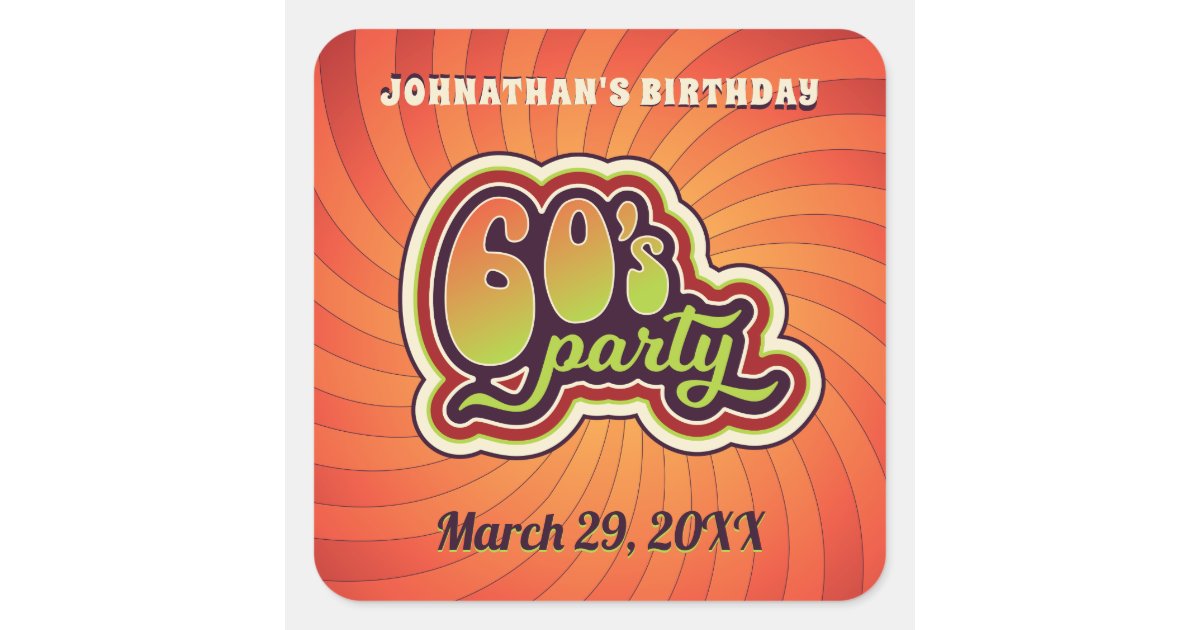 Groovy 60's Party Stickers | Zazzle