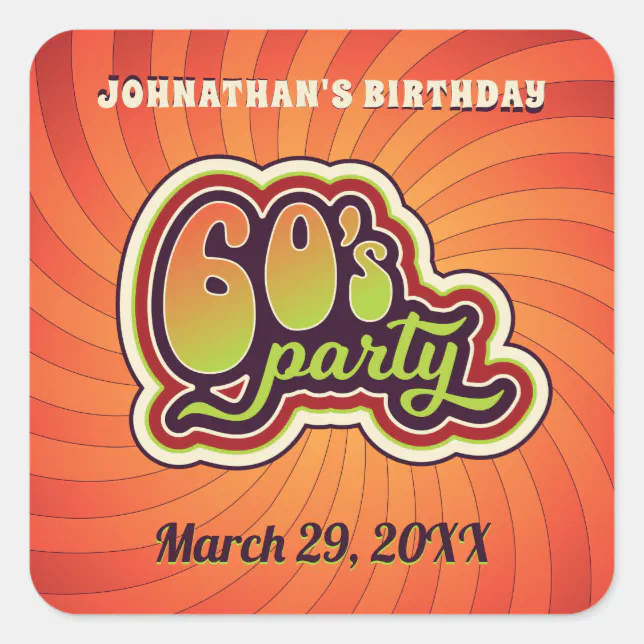 Groovy 60's Party Stickers | Zazzle