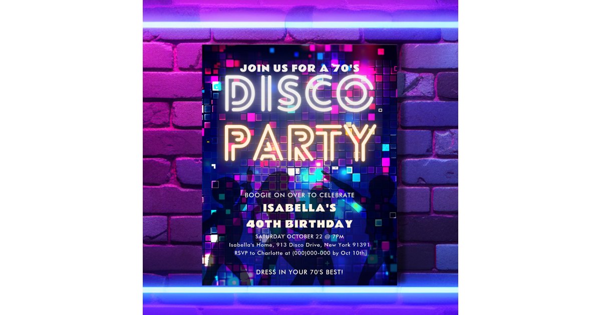 Groovy 70's Disco Party Birthday Budget Invitation | Zazzle