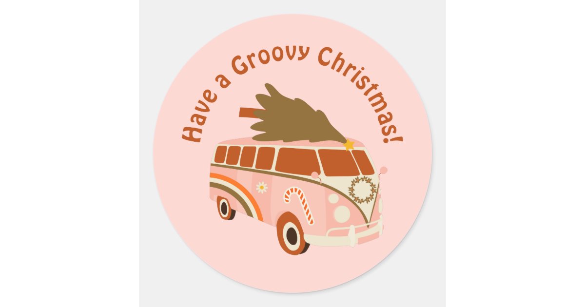 Groovy 70s Retro Classic Round Sticker | Zazzle