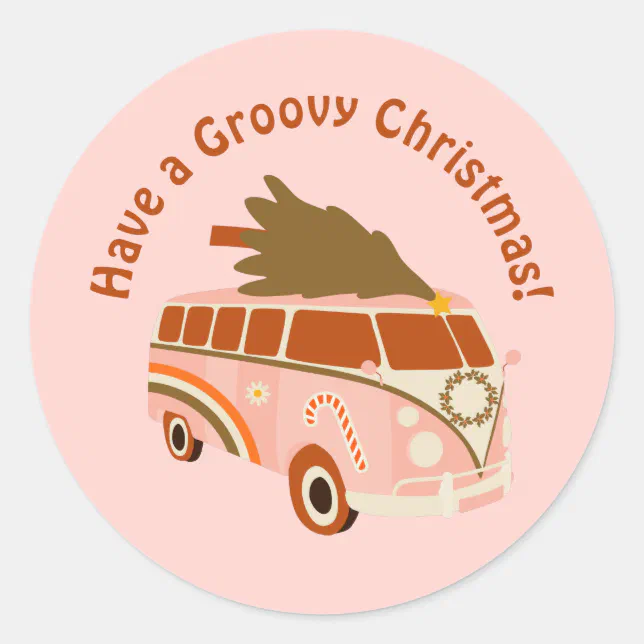 Groovy 70s Retro Classic Round Sticker | Zazzle