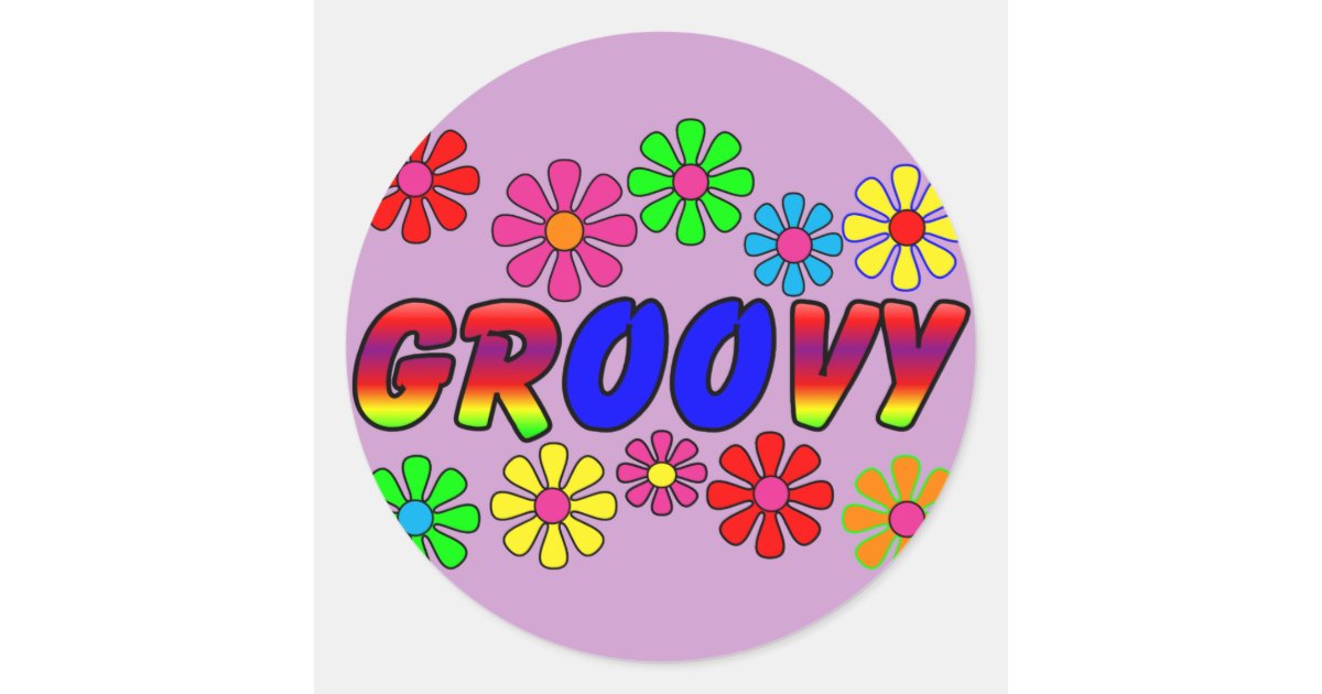 Groovy 70's Retro Flower Power Gifts Classic Round Sticker | Zazzle
