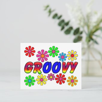 Groovy 70's Retro Flower Power Gifts Postcard | Zazzle