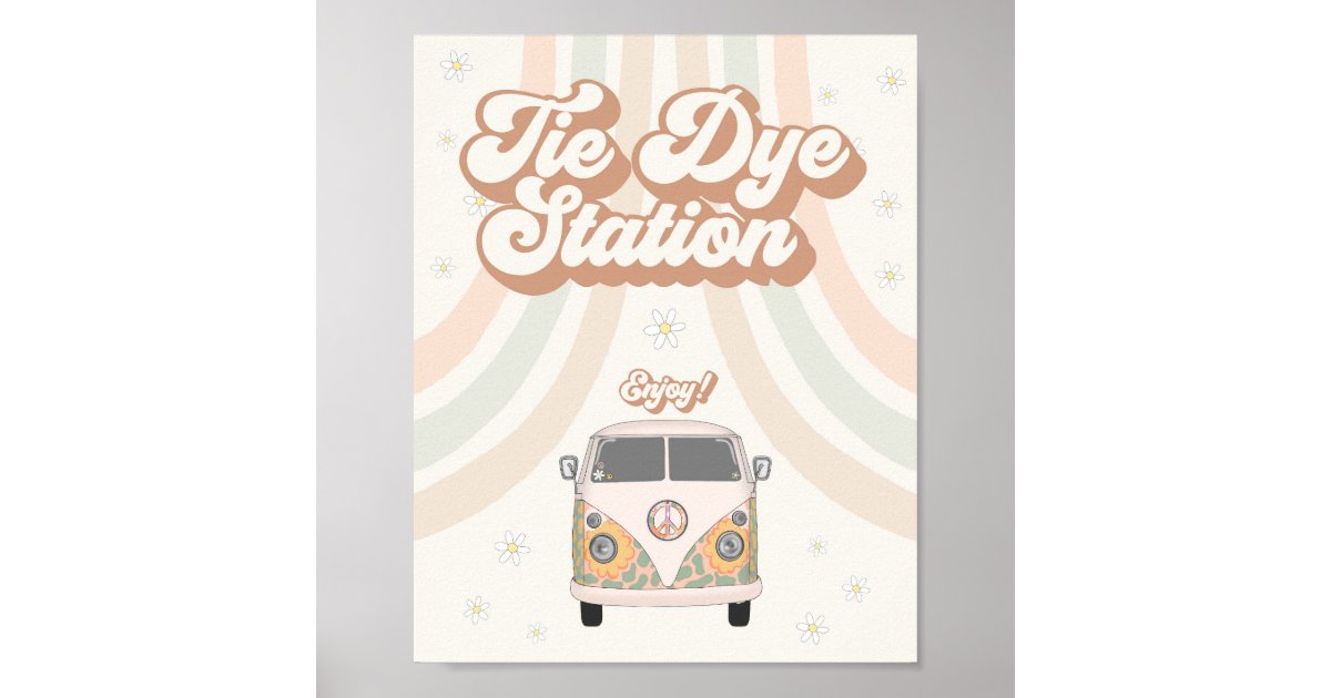 groovy 70s retro tie dye station sign | Zazzle