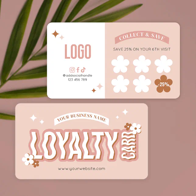 Groovy 70s Retro Trendy Logo Hair Beauty Salon Spa Loyalty Card | Zazzle