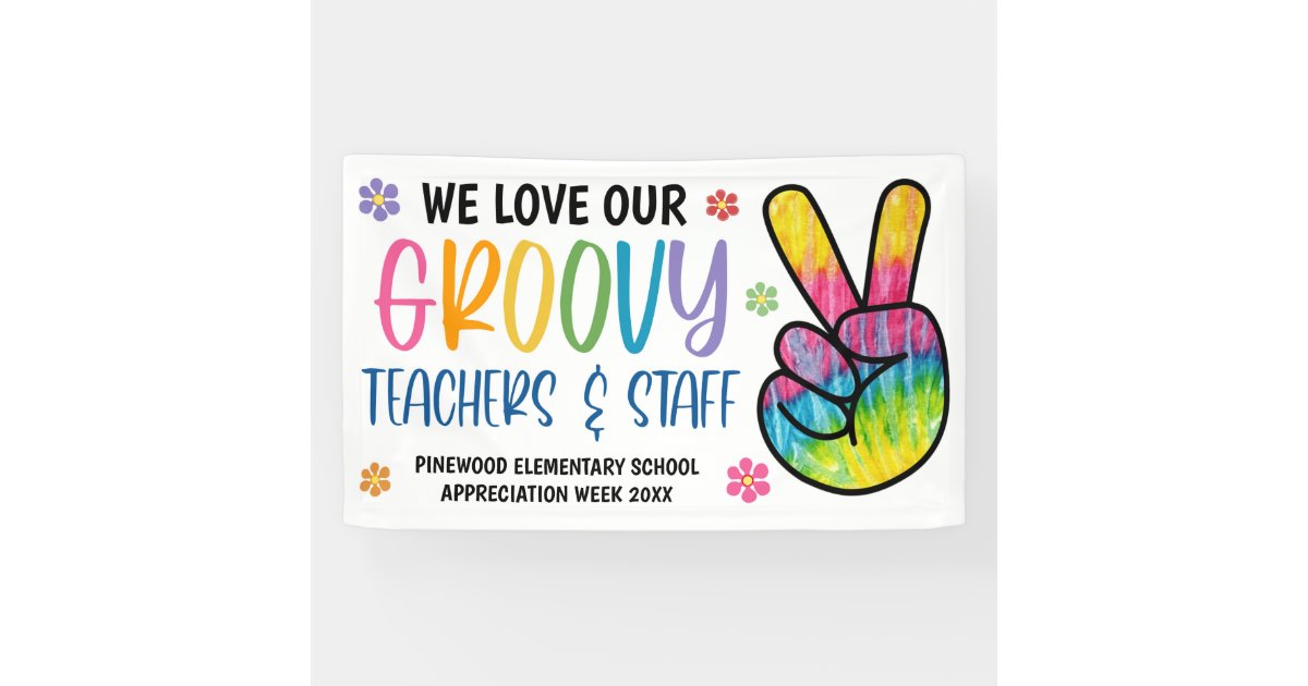 Groovy 70's Theme Teacher Appreciation Banner | Zazzle