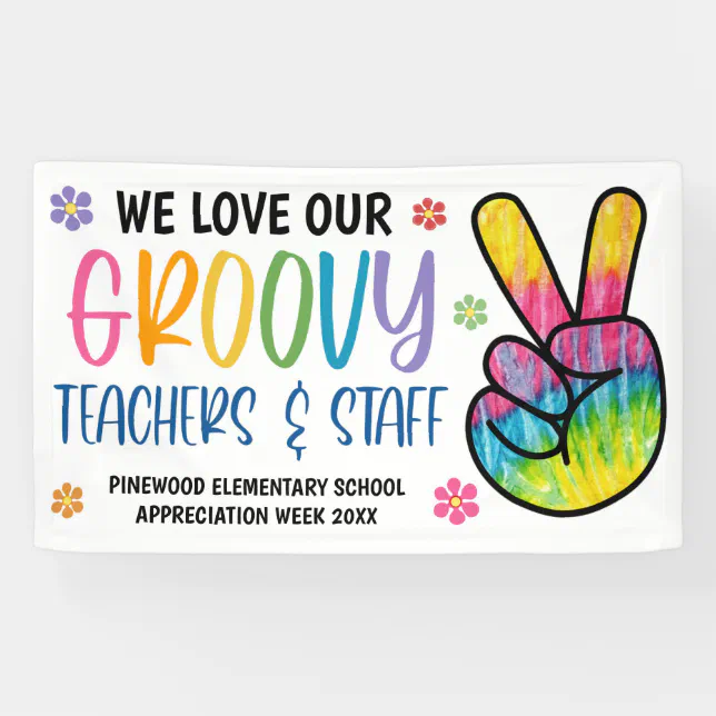 Groovy 70's Theme Teacher Appreciation Banner | Zazzle