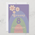 Groovy 8 Retro 8th Birthday Party Invitation | Zazzle