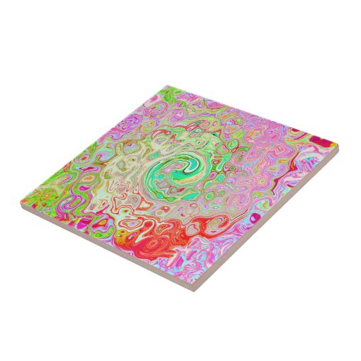 Groovy Abstract Retro Pastel Green Liquid Swirl Ceramic Tile | Zazzle