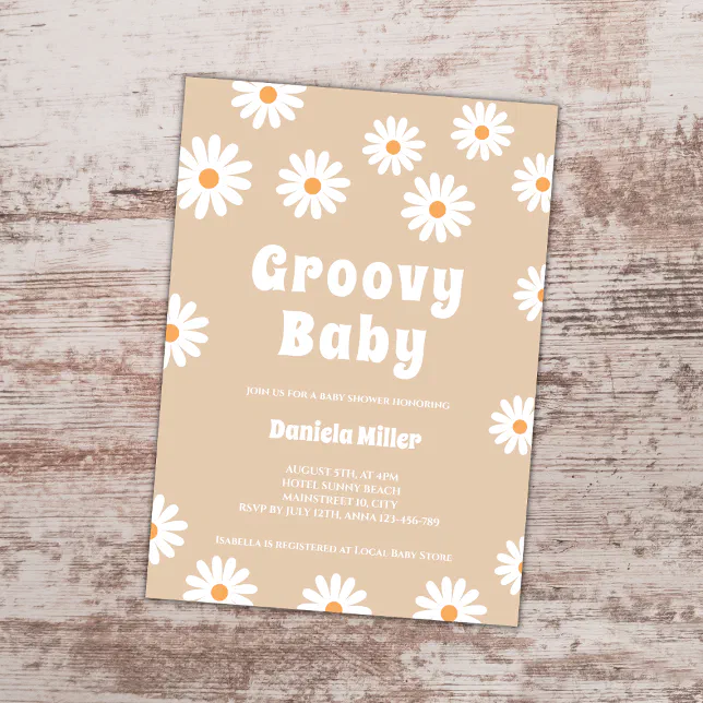 Groovy Baby Daisy 70s Retro Baby Shower Invitation | Zazzle