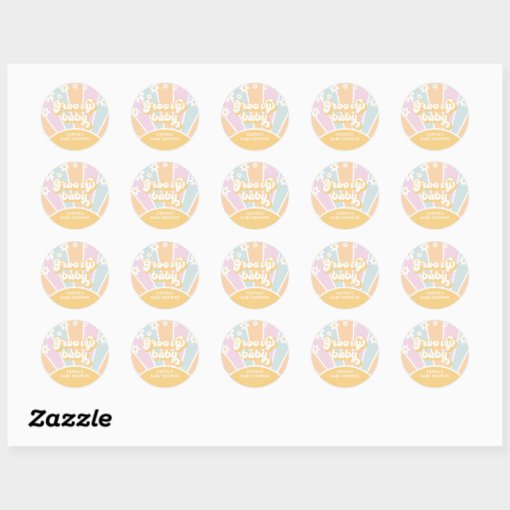 Groovy Baby pastel Retro Sunshine daisy Classic Round Sticker | Zazzle