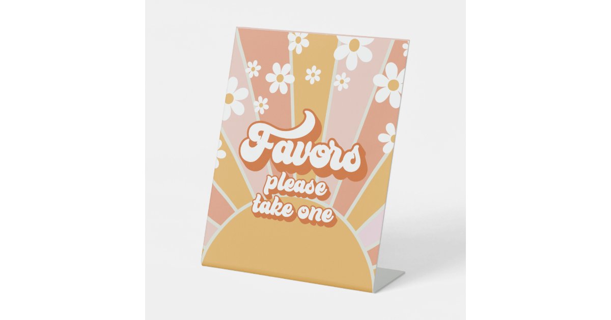 Groovy Baby Retro Sunshine Baby Shower Favors Pedestal Sign | Zazzle