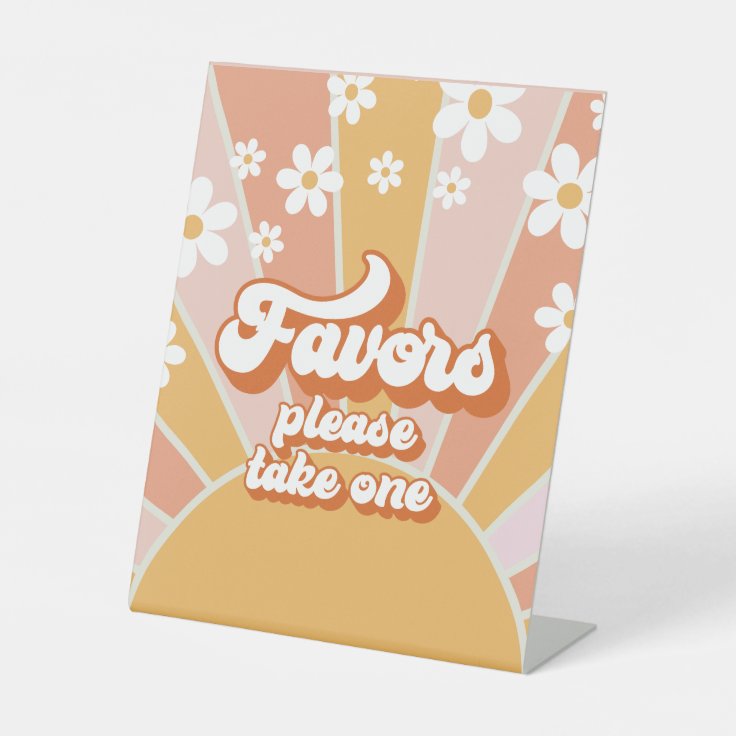 Groovy Baby Retro Sunshine Baby Shower Favors Pedestal Sign | Zazzle