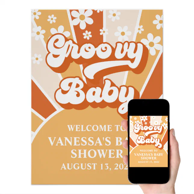 Groovy Baby Retro Sunshine Baby Shower Welcome Poster | Zazzle Groovy Baby Retro Sunshine Baby Shower Welcome Poster | Zazzle