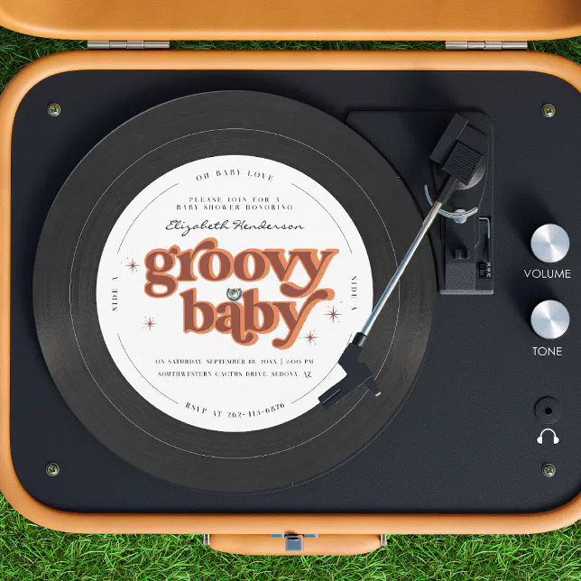 Groovy Baby | Retro Vinyl Record Baby Shower Invitation | Zazzle
