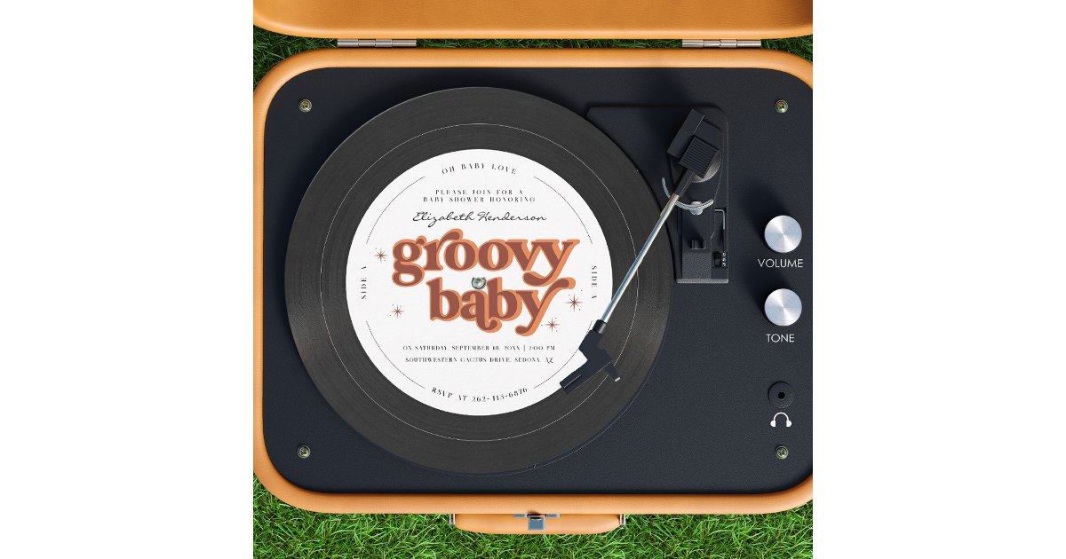 Groovy Baby | Retro Vinyl Record Baby Shower Invitation | Zazzle