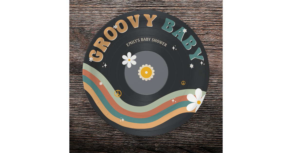 Groovy Baby Retro Vinyl Record Baby Shower Paper Plates | Zazzle