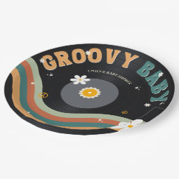 Groovy Baby Retro Vinyl Record Baby Shower Paper Plates | Zazzle
