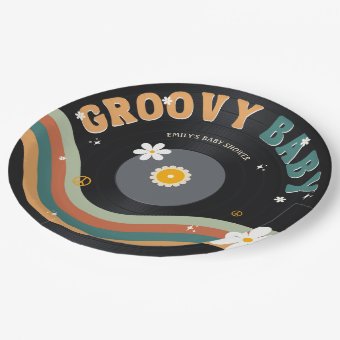 Groovy Baby Retro Vinyl Record Baby Shower Paper Plates | Zazzle